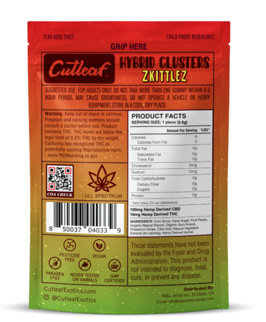 Cutleaf | Hybrid Gummy Clusters 600mg – TdH Mx
